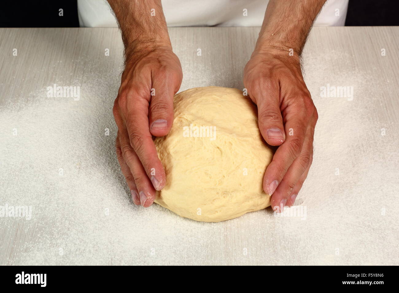 Dough ready to cutting. Making Yeast Sweet Roll Bun Stock Photo - Alamy