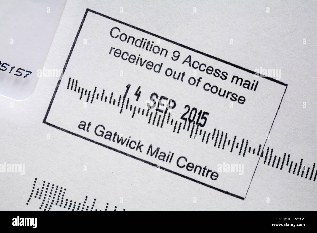 Condition 9 Access mail received out of course at Gatwick Mail Centre ...
