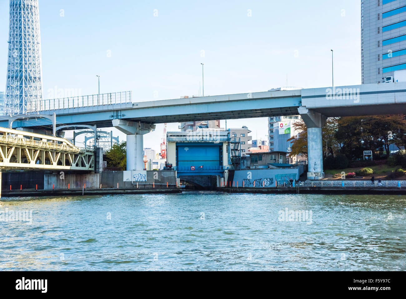 Water gate,near Tobu Line Sumida River bridge,Sumida river,Tokyo,Japan ...