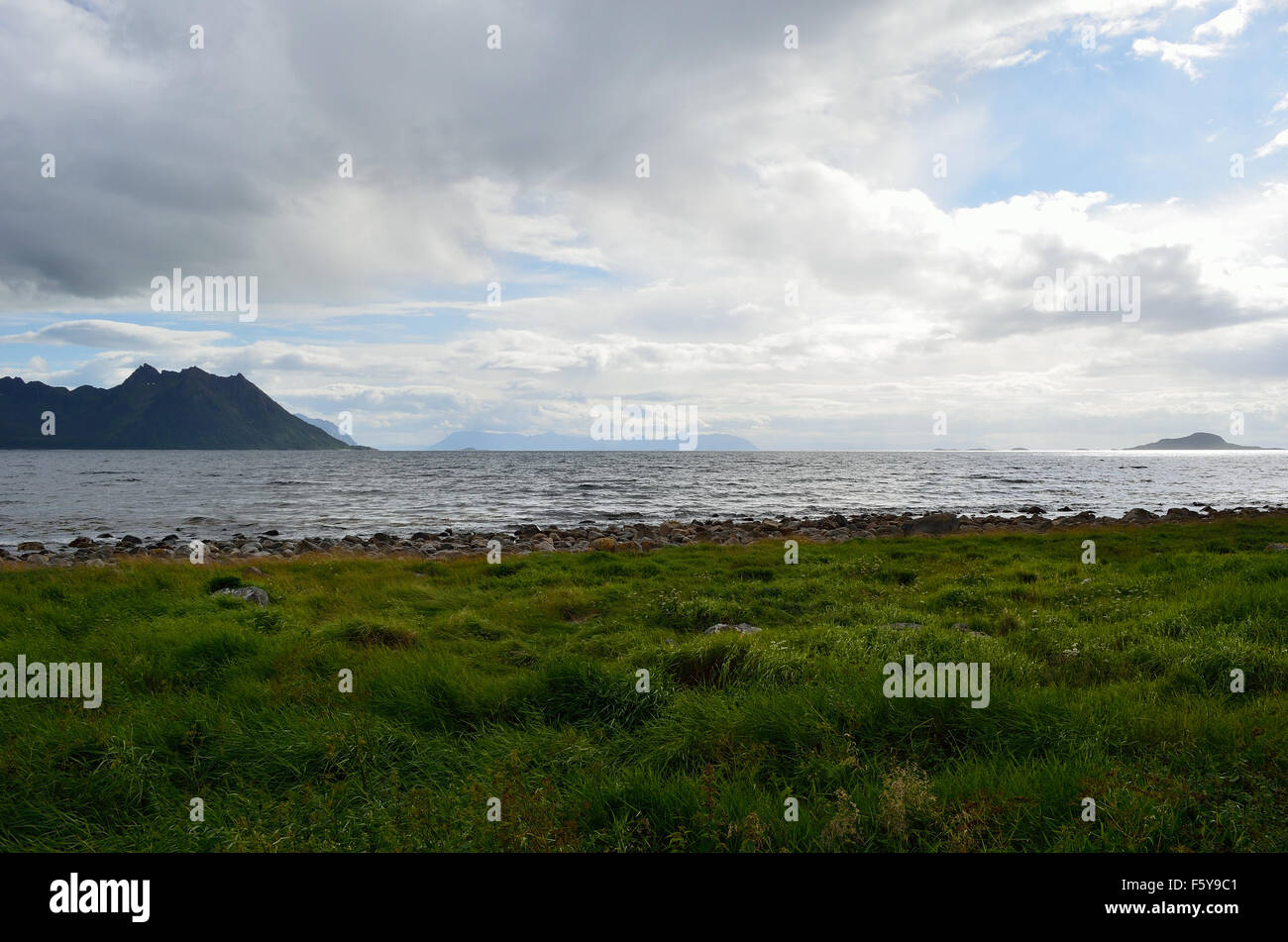 mighty open sea landscape on the island of senja in the northern norway ...