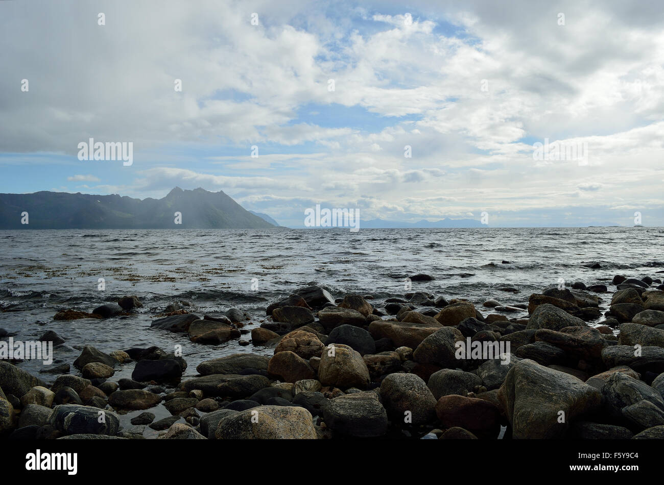 mighty open sea landscape on the island of senja in the northern norway ...
