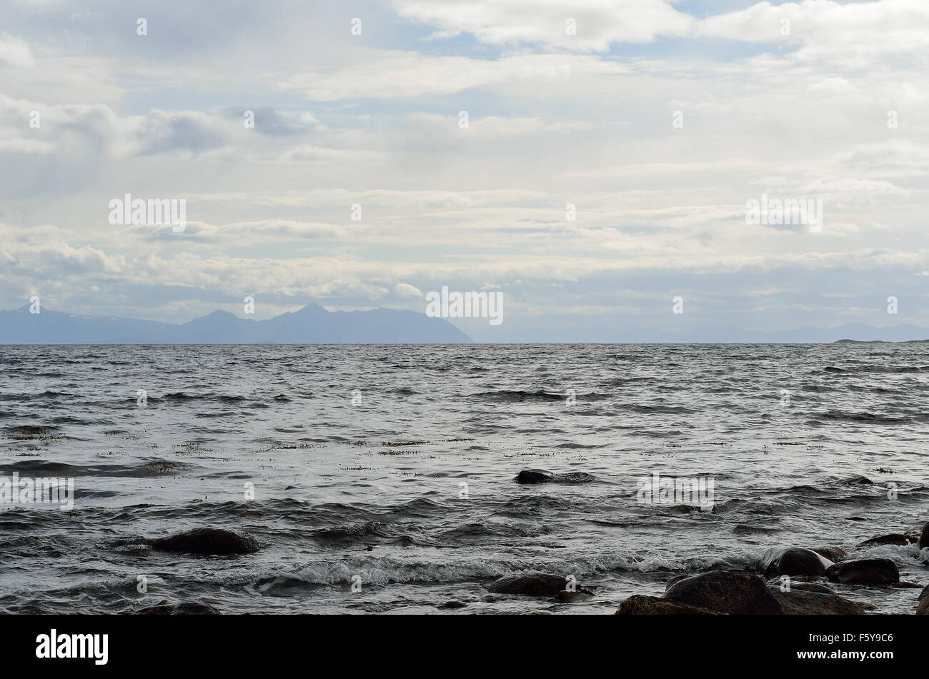 mighty open sea landscape on the island of senja in the northern norway ...