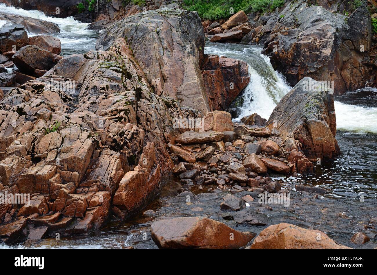 fast flowing salmon river in the arctic circle wilderness in summertime ...