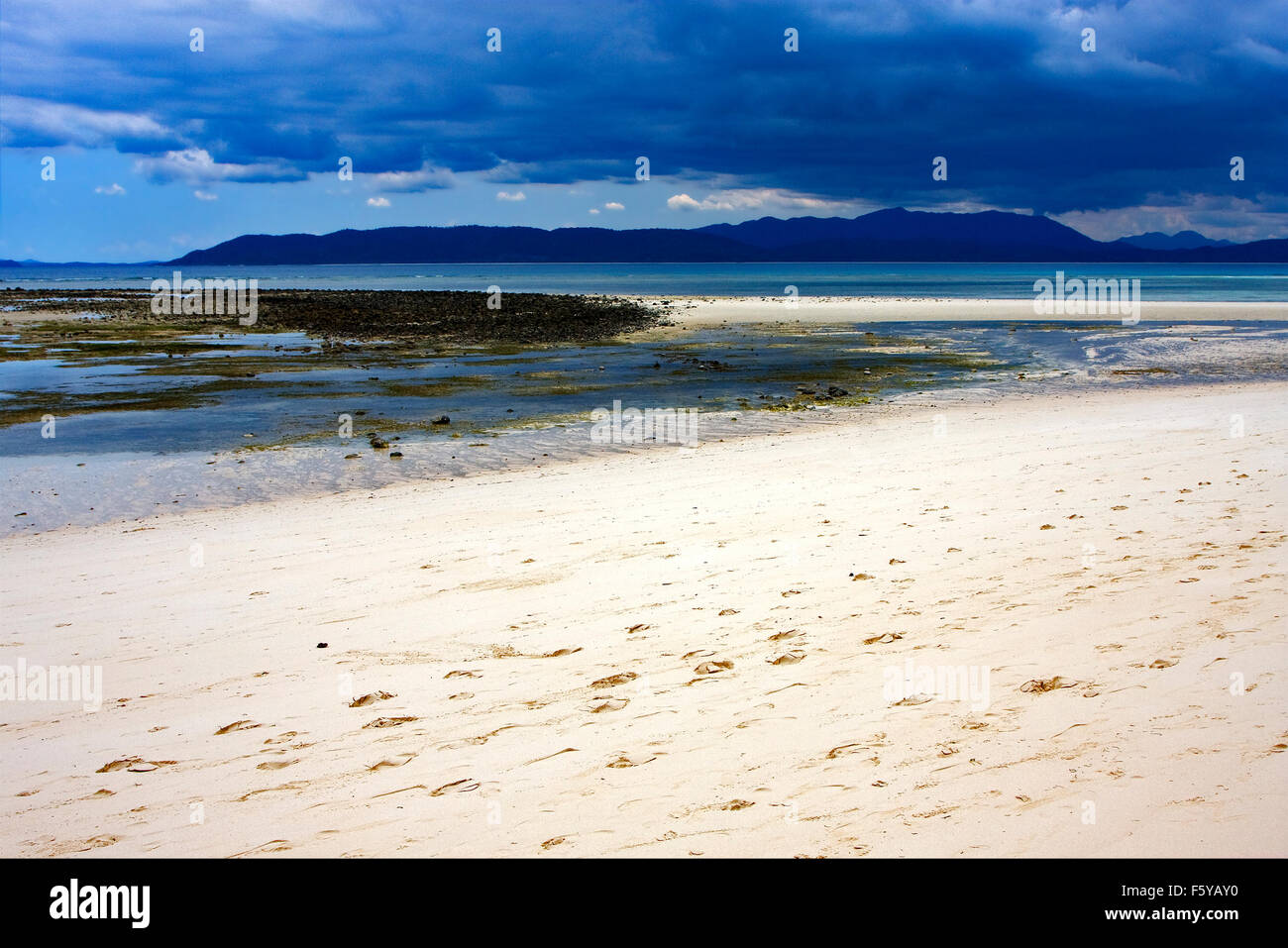 mountain beach sky sand isle and rock in indian ocean madagascar Stock ...