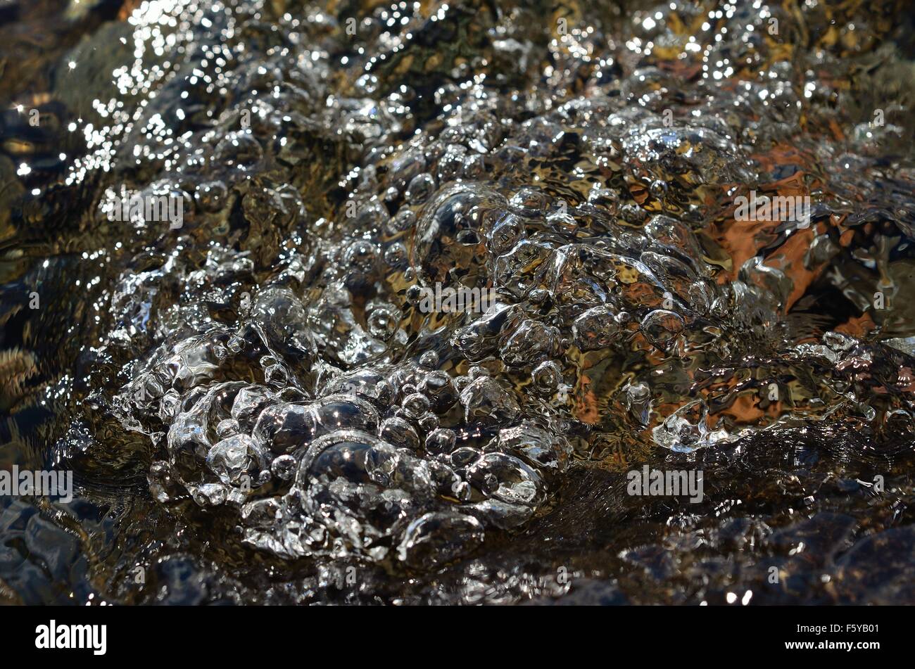 bubbly fresh river water flow macro photo background Stock Photo - Alamy