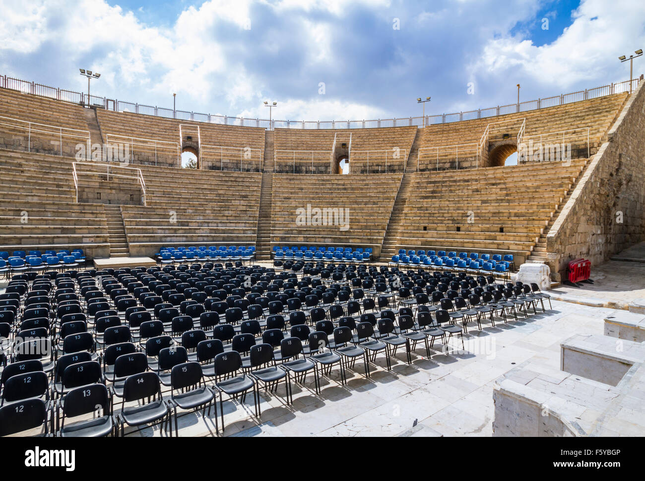 The Roman Theater in the ruins of Caesarea in Caesarea National Park ...