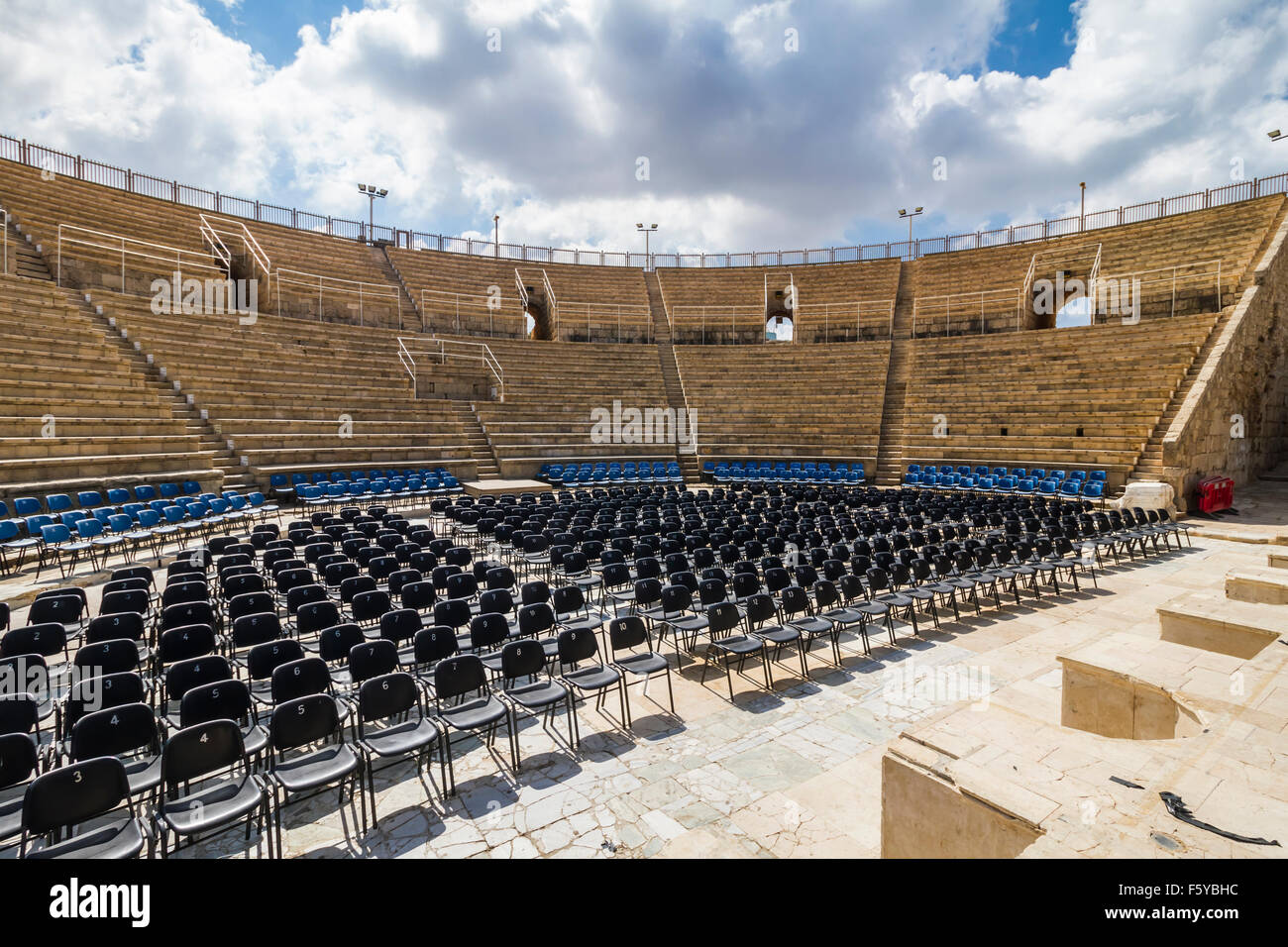 The Roman Theater in the ruins of Caesarea in Caesarea National Park ...