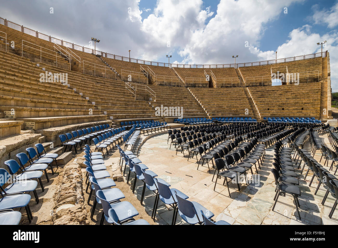 The Roman Theater in the ruins of Caesarea in Caesarea National Park ...