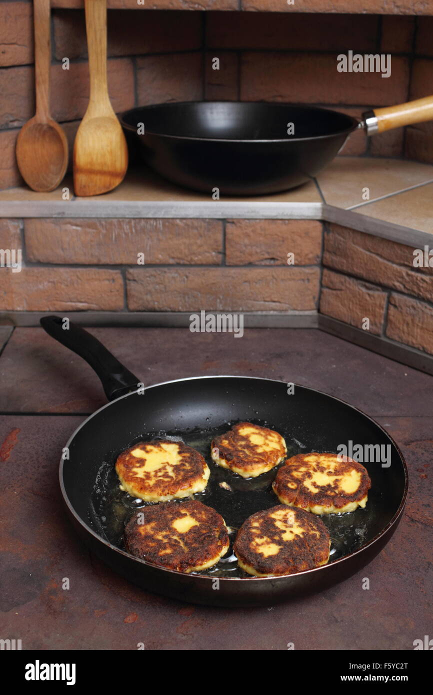 Frying Cottage Cheese Pancakes Stock Photo - Alamy