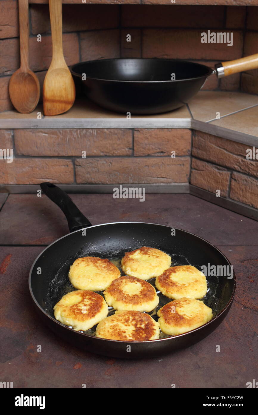 Frying Cottage Cheese Pancakes Stock Photo - Alamy