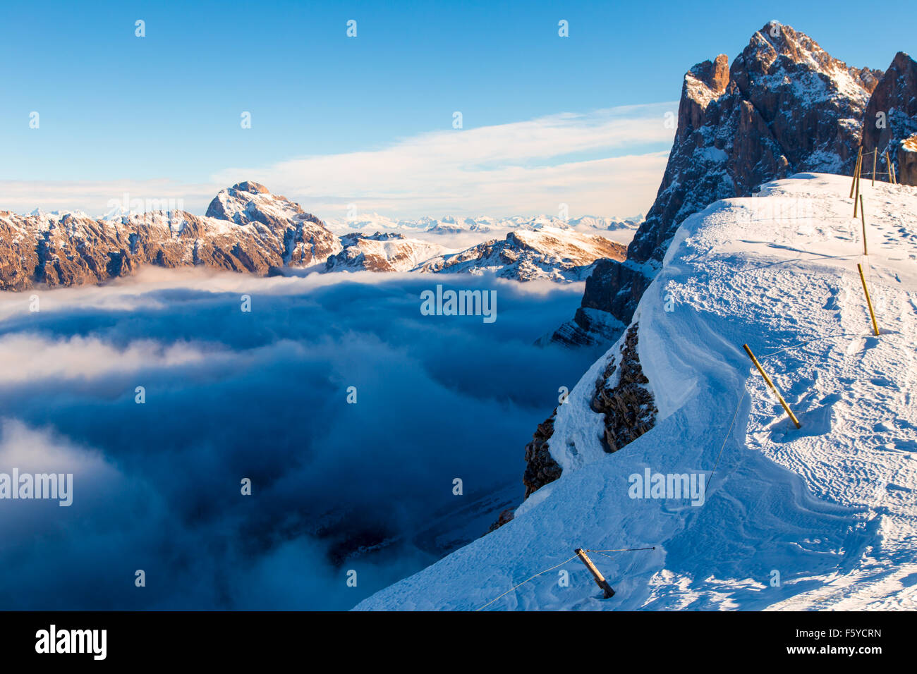 winter in the italian alps, with the ski slope full of snow Stock Photo ...