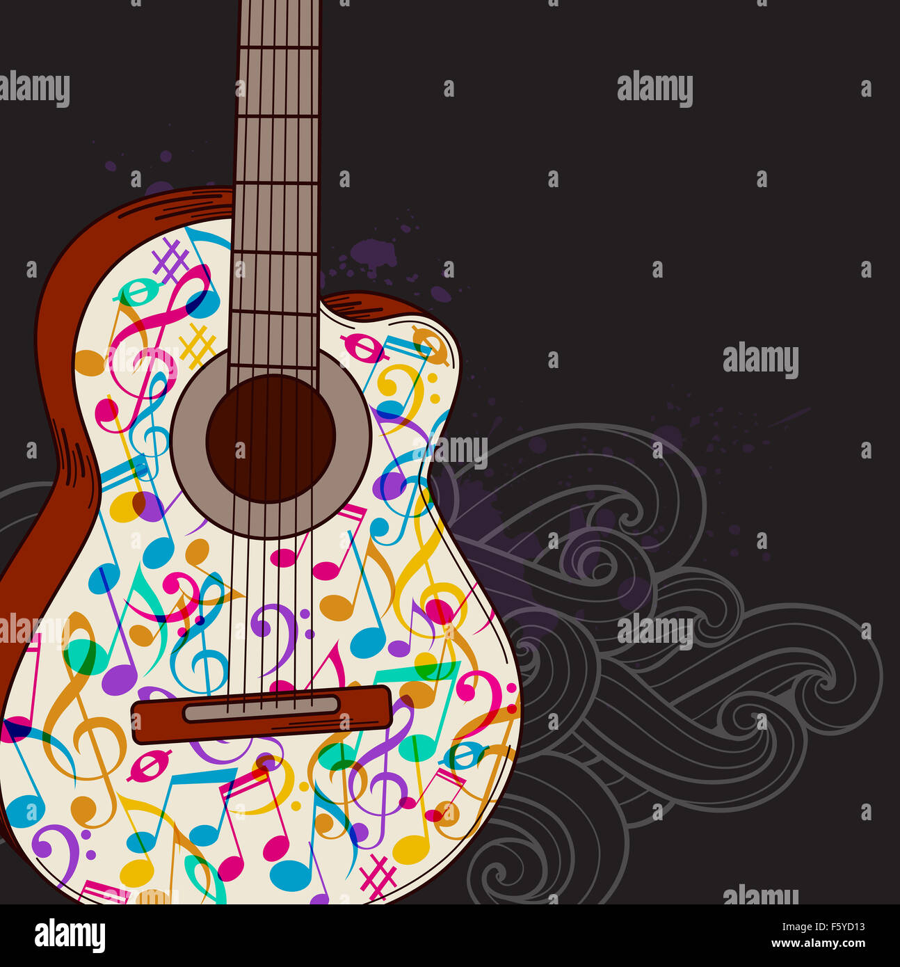 Abstract black music background with guitar Stock Photo - Alamy