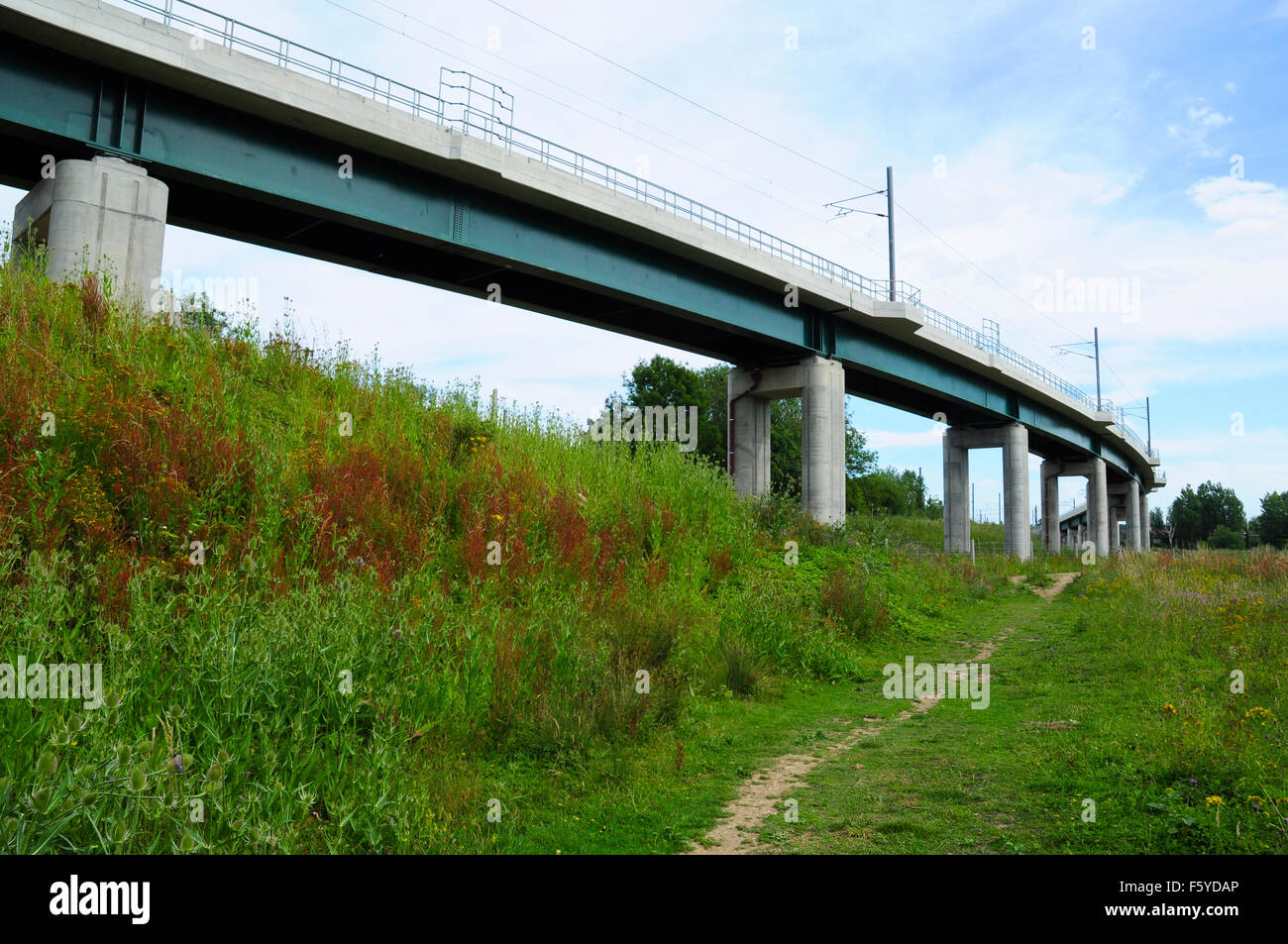 Railway flyover on the north side of Hitchin, Hertfordshire, England ...