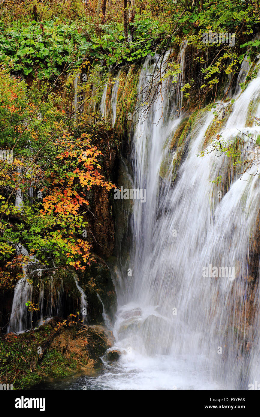 Waterfall at Plitvice Lakes National Park, UNESCO World Heritage Site ...