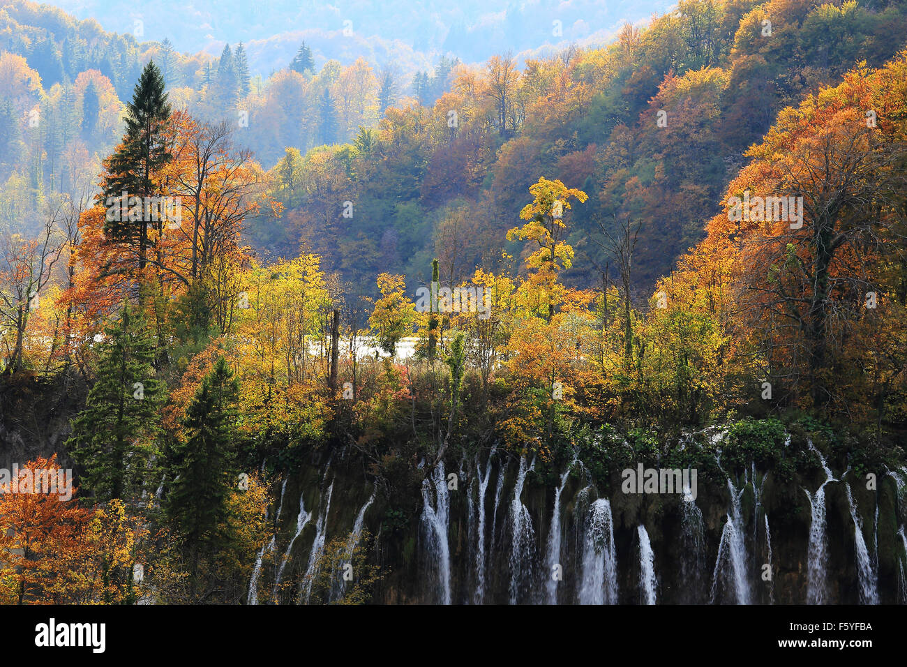 Waterfall at Plitvice Lakes National Park, UNESCO World Heritage Site ...