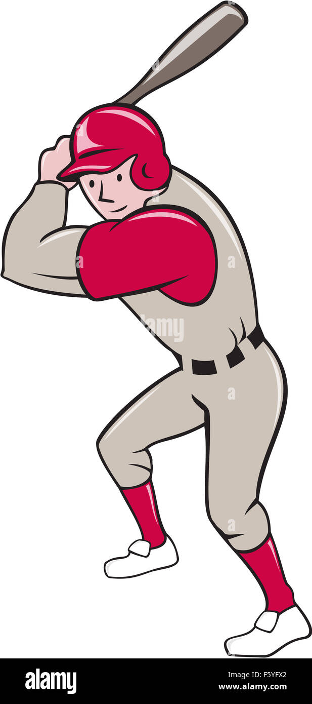 Illustration of an american baseball player batter hitter holding bat ...