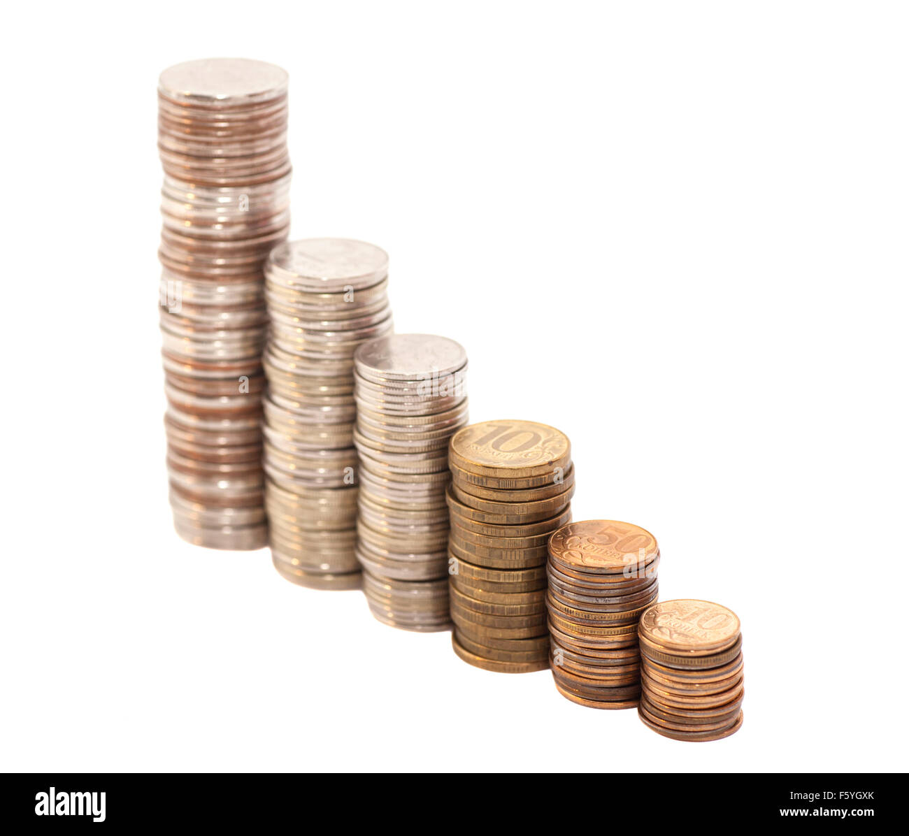 coins arranged as a graph isolated on white Stock Photo - Alamy
