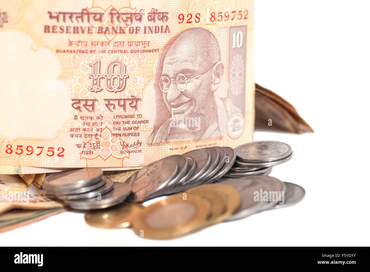 Indian currency notes and coins hi-res stock photography and images - Alamy