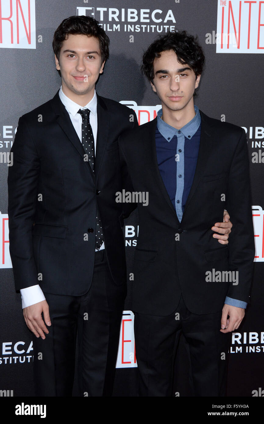 The Intern New York Premiere - Red Carpet Arrivals Featuring: Nat Wolf, Alex Wolf Where: New ...