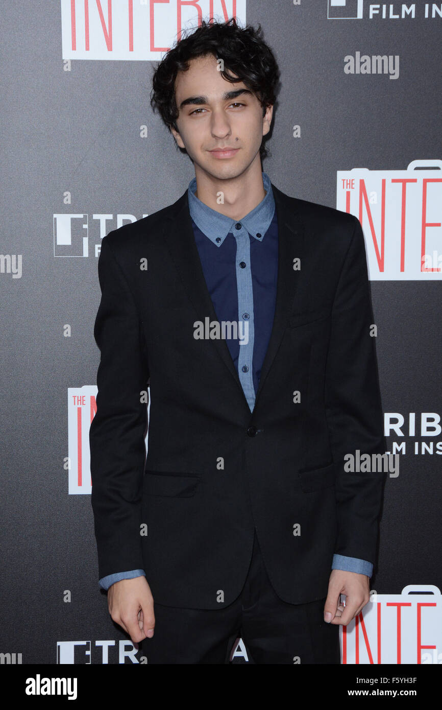 The Intern New York Premiere - Red Carpet Arrivals Featuring: Alex Wolf Where: New York City ...