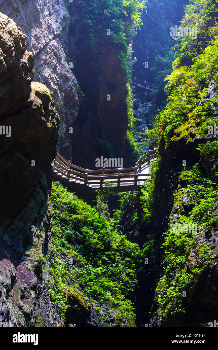 Longshuixia Fissure Gorge is natural place in Wulong county, southwest ...