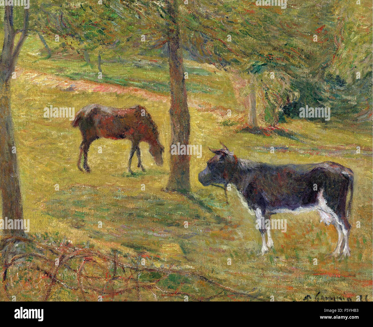 Paul Gauguin - Vache et Cheval dans un Pré Stock Photo - Alamy