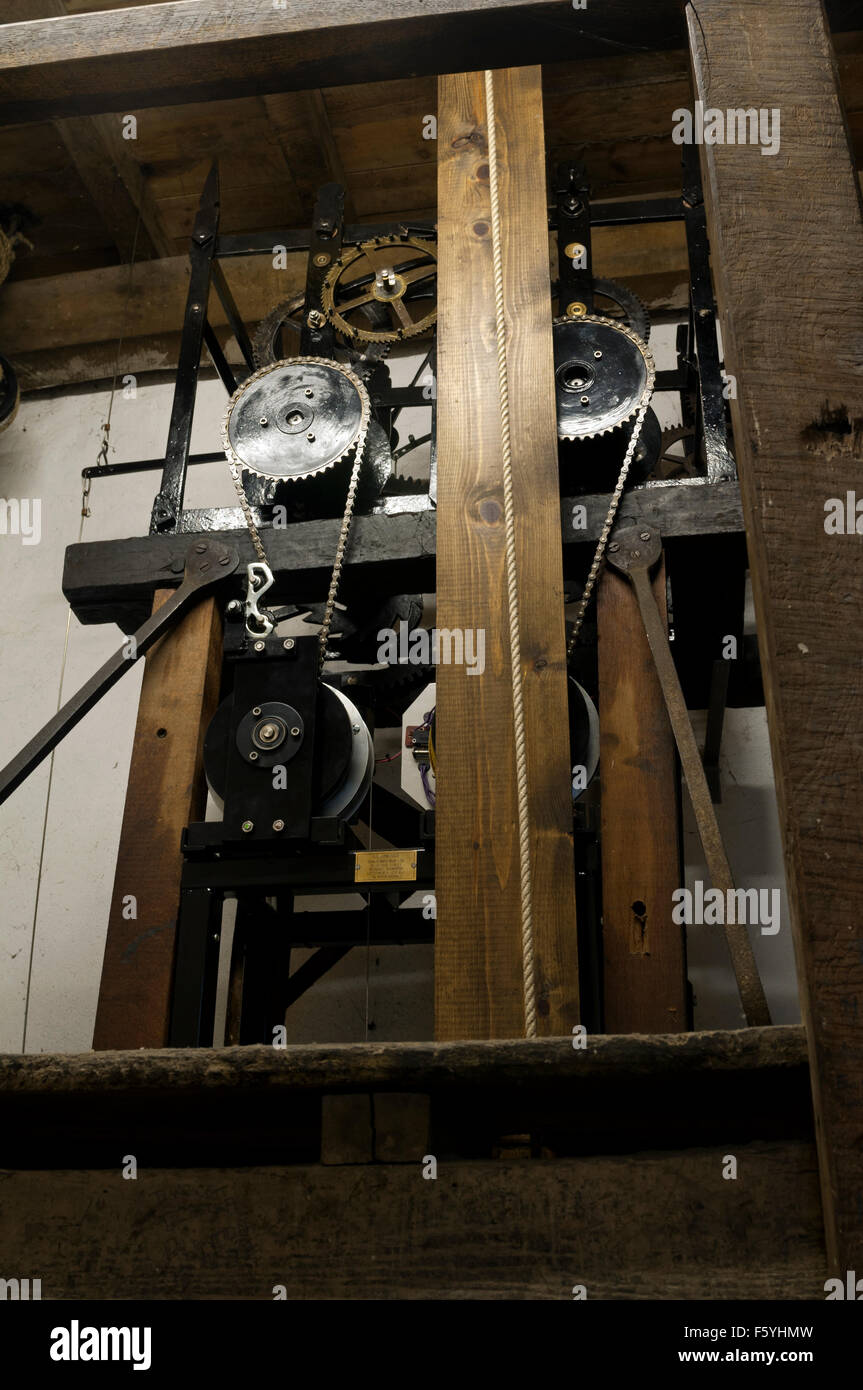 The clock mechanism in St. Andrew`s Church, Brigstock, Northamptonshire ...