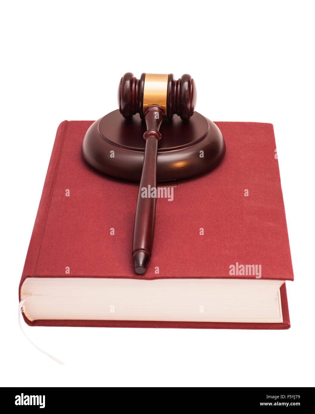 Gavel and book on white background Stock Photo - Alamy