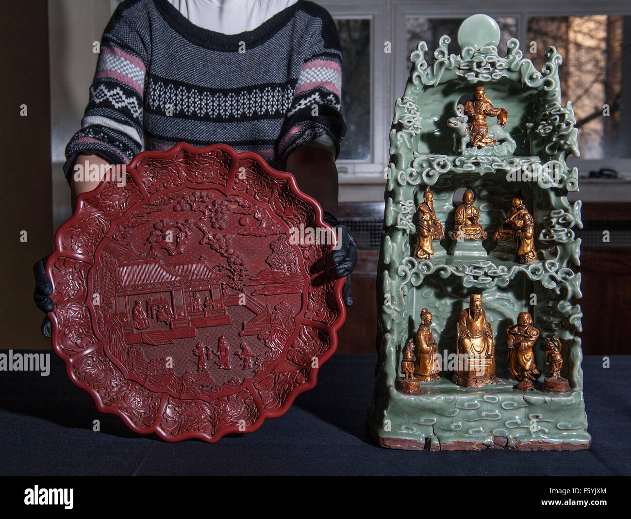 The objects featured : -carved red lacquer on wood core 1403-24 ...