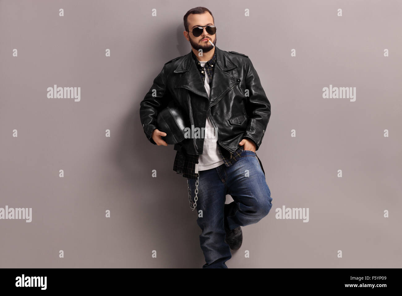 Biker smoking hi-res stock photography and images - Alamy
