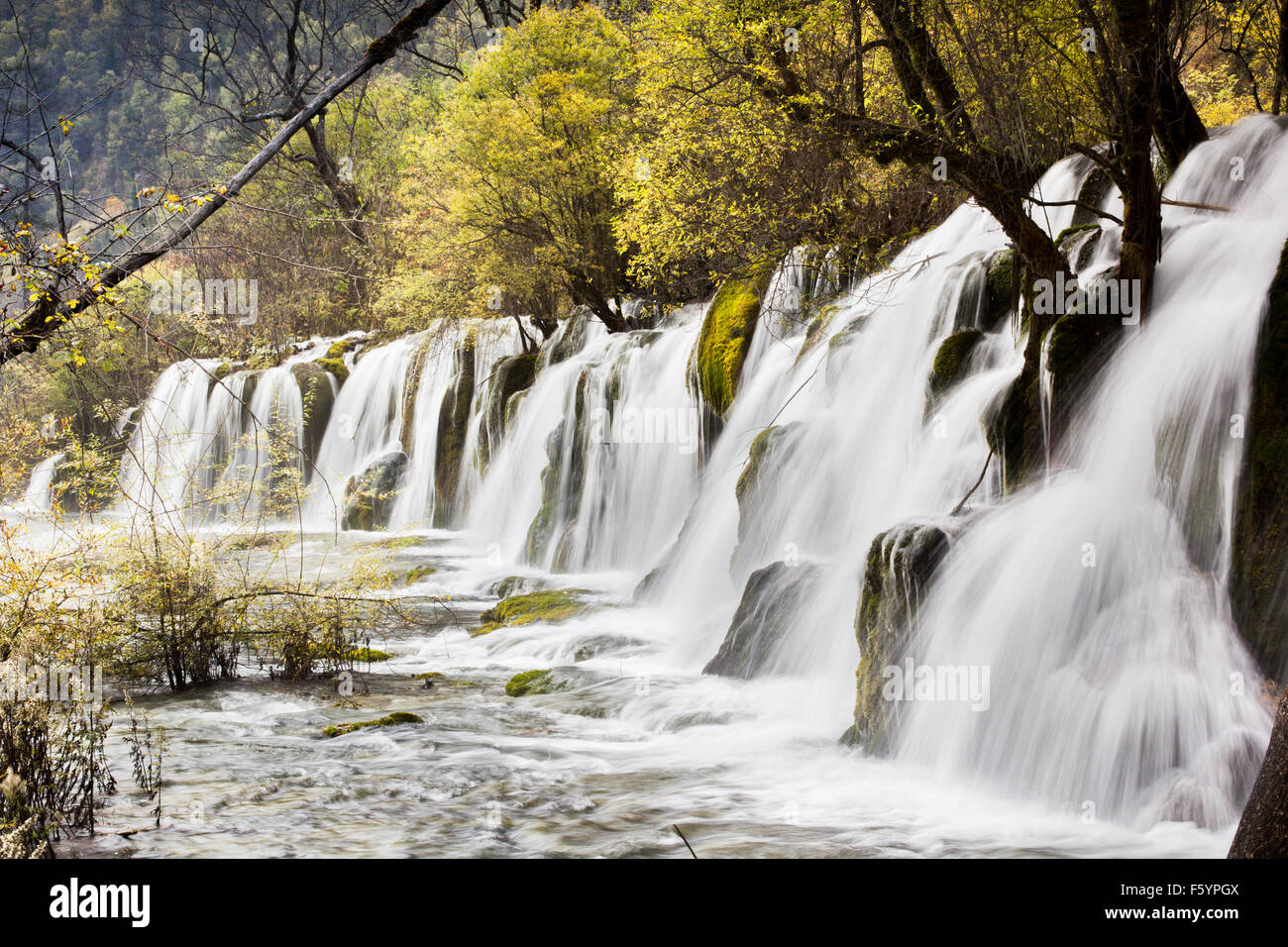 waterfall called Arrow bamboo is nature landscape at jiuzhaigou scenic ...