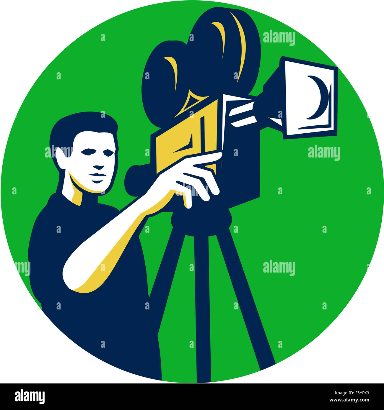 Illustration of a movie director cameraman pointing with film movie ...