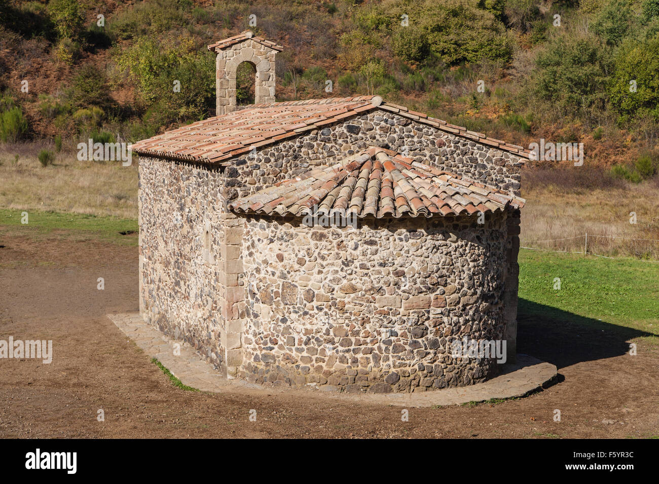 Hermitage of Santa Margarida in the middle of the crater of the Santa ...