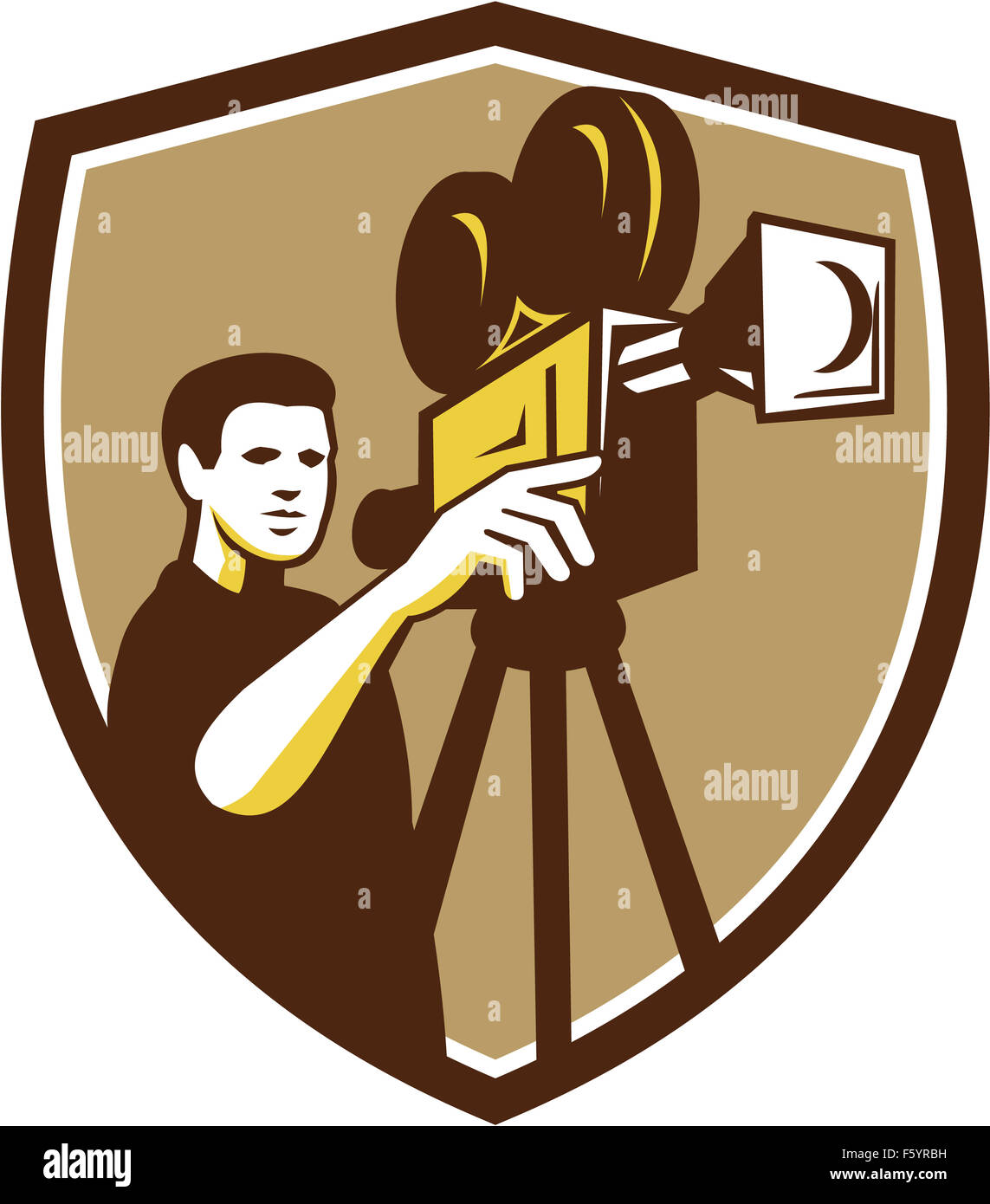 Illustration of a movie director cameraman pointing with film movie ...