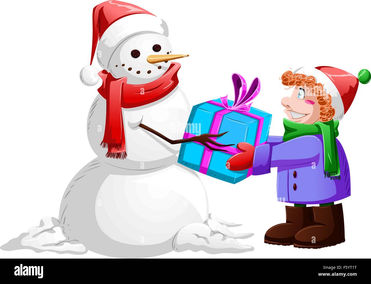 Boy give gift cartoon hi-res stock photography and images - Alamy