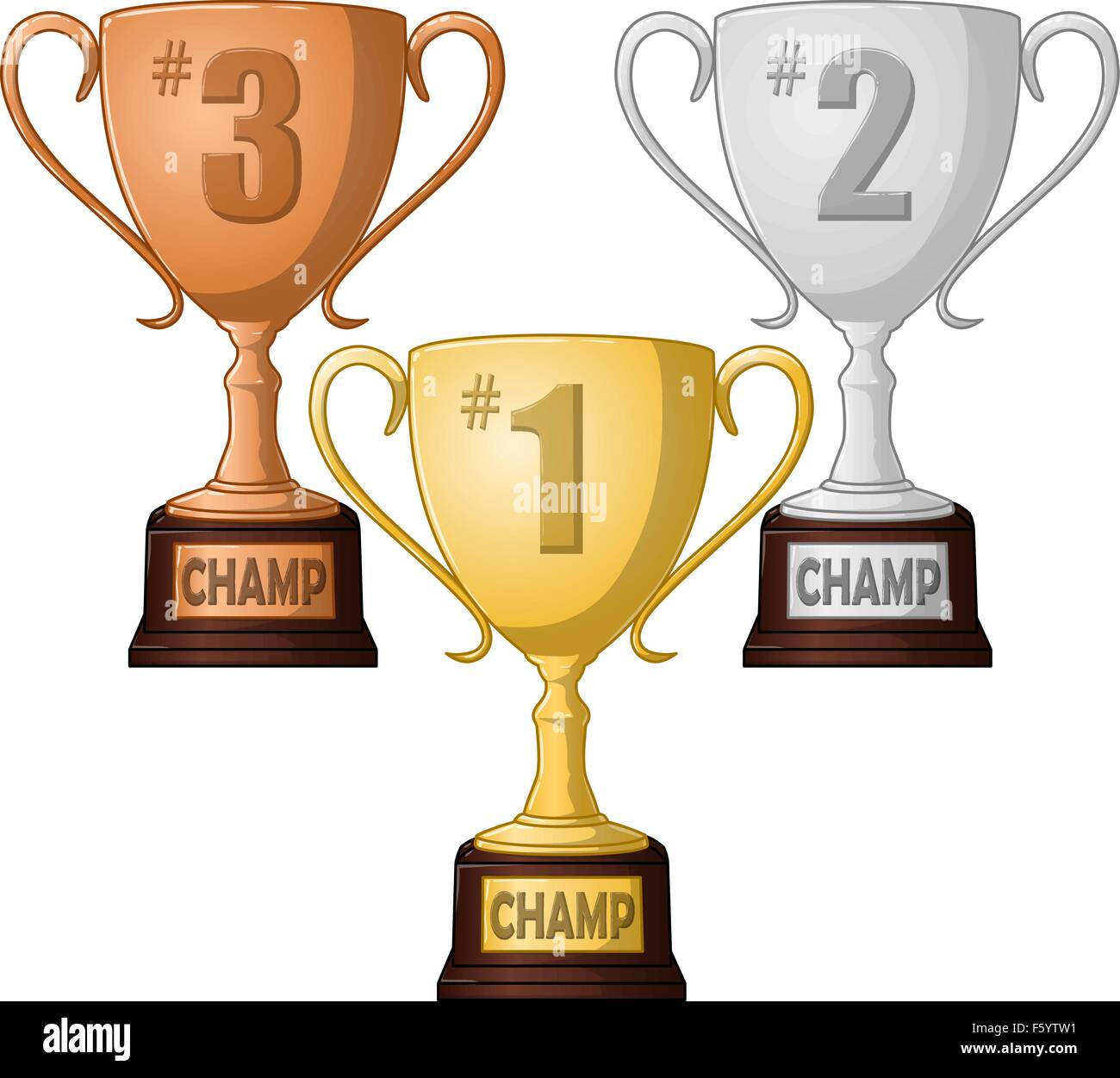 A vector illustration of gold silver and bronze place trophies Stock ...