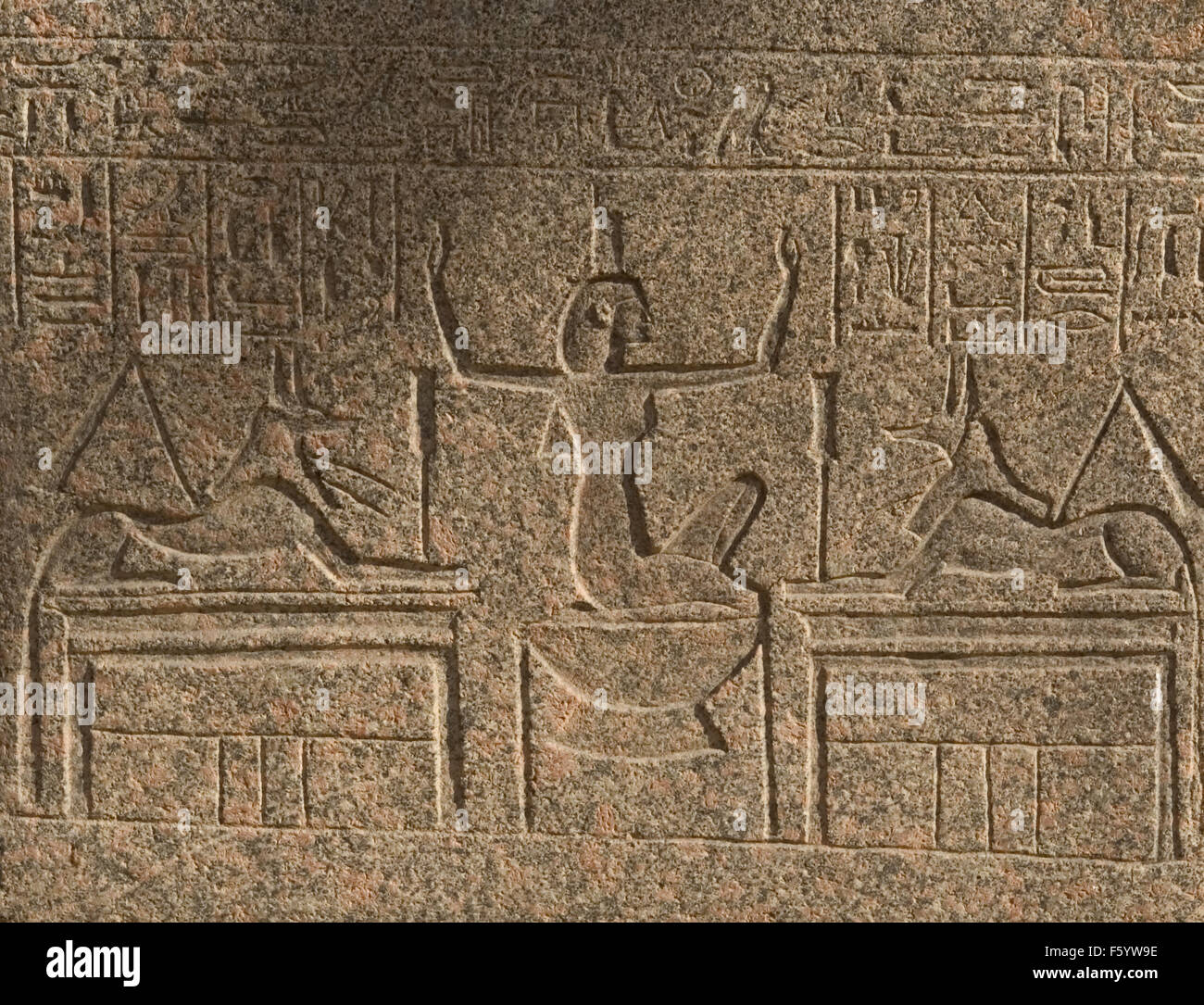Egyptian Art. Goddess Nephthys, between two figures of god Anubis ...