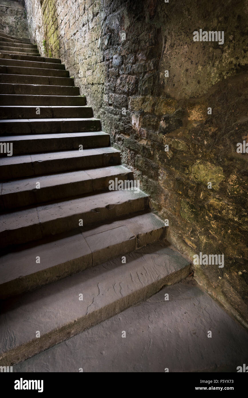 Stone steps at Bolsover castle in Derbyshire Stock Photo - Alamy