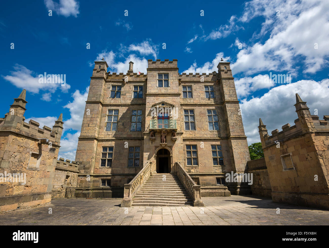 The Little Castle front view with steps leading up the front door at ...