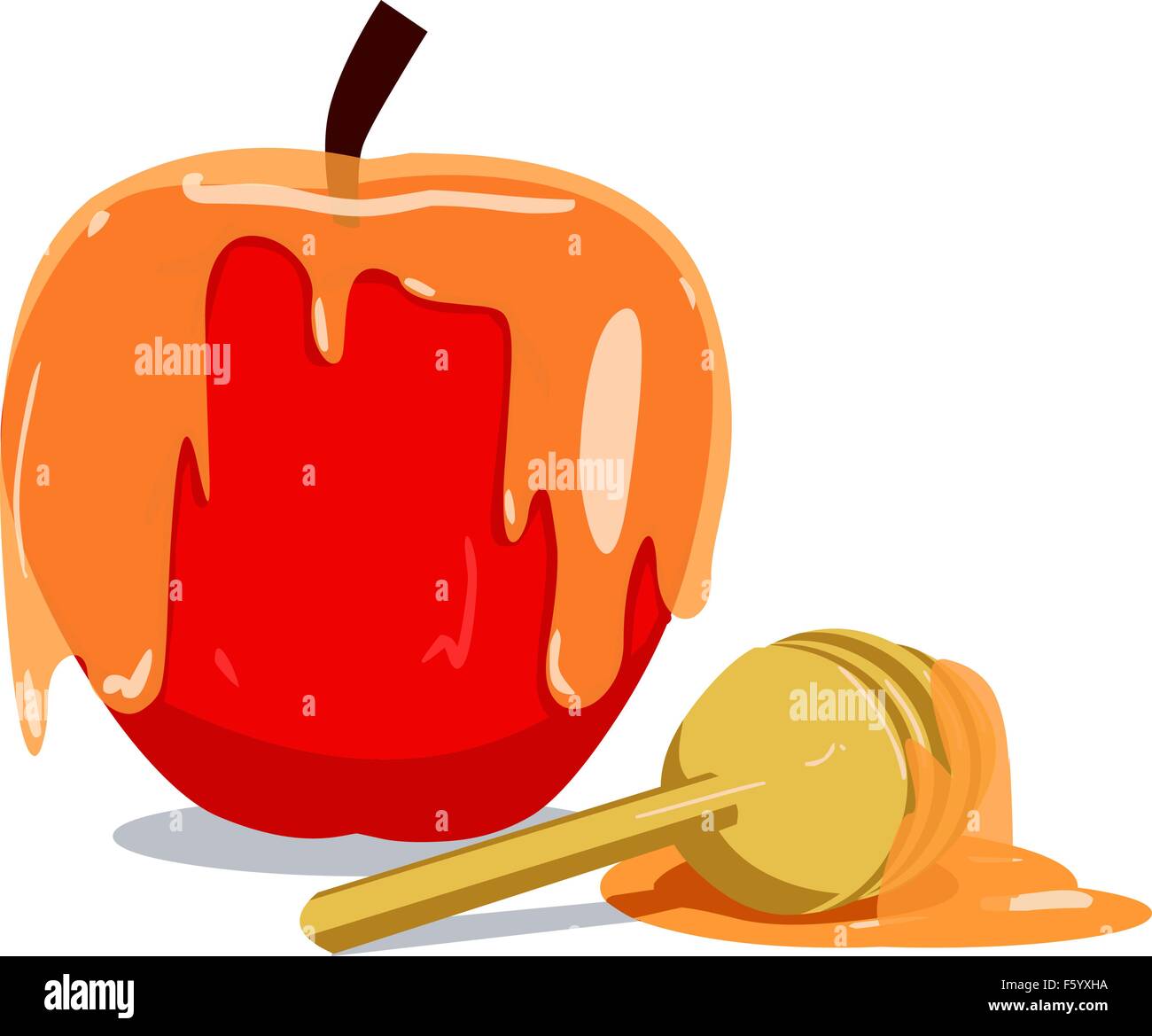 Vector illustration of honey and apple for Rosh Hashanah the Jewish new year Stock Vector Image ...