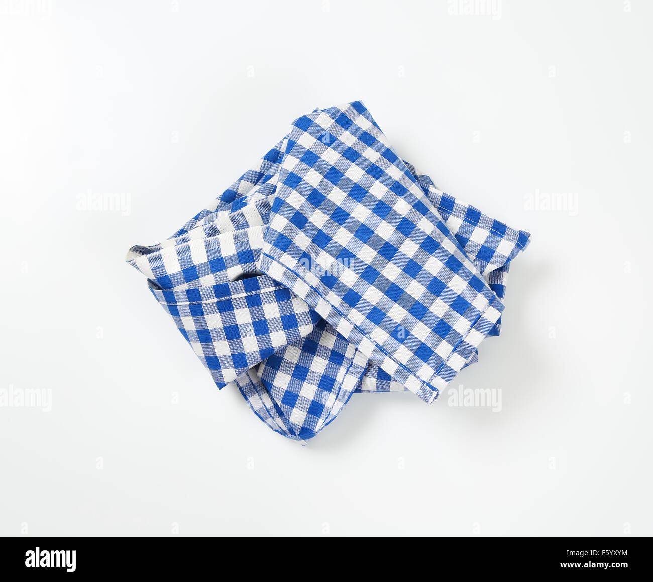 blue and white checkered tablecloth on white background Stock Photo - Alamy
