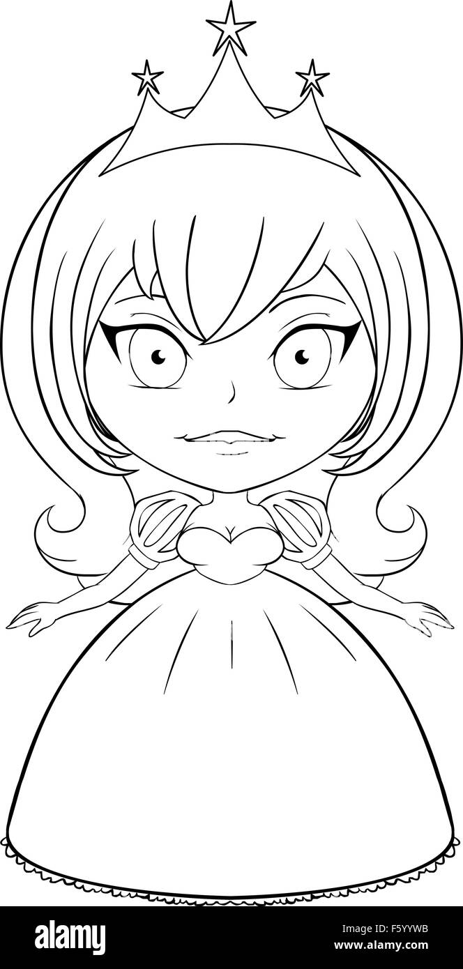 Vector illustration coloring page of a beautiful princess smiling Stock ...