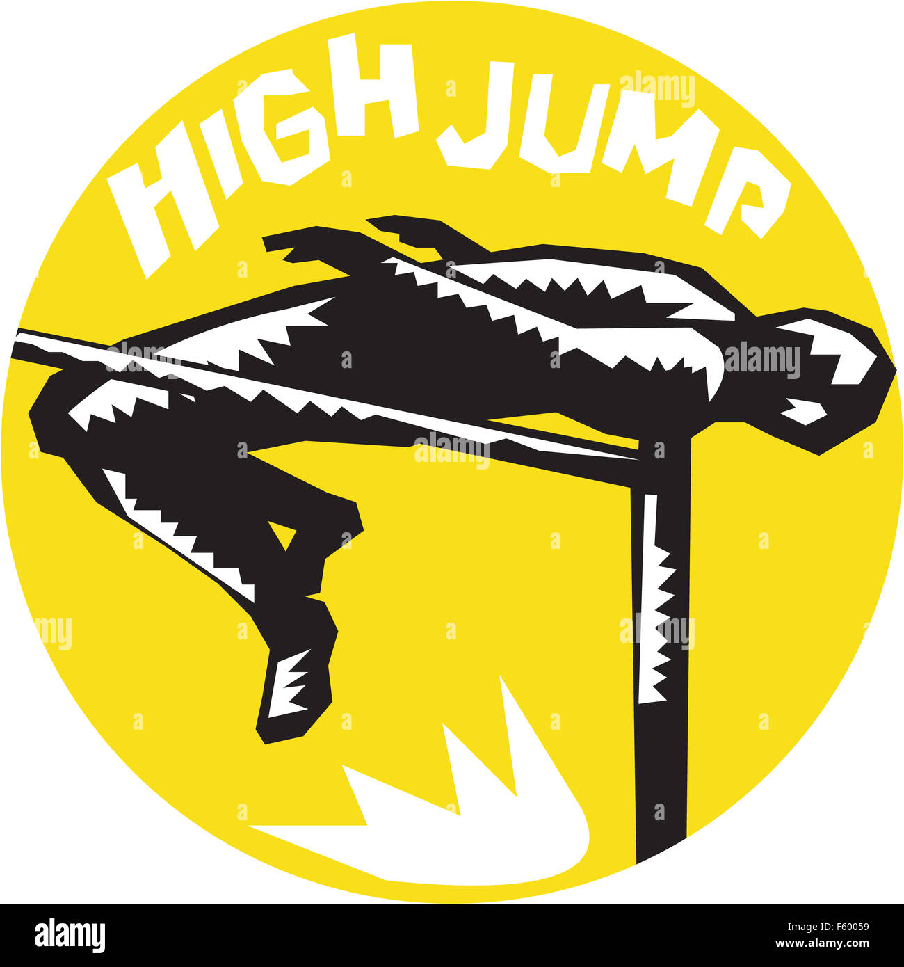 Illustration of a track and field athlete jumping high jump set inside ...