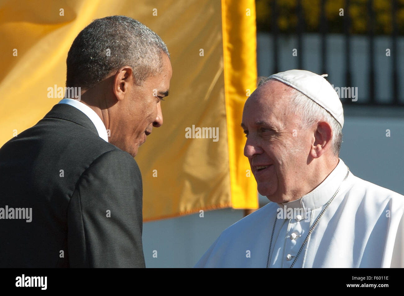 U.S. President Barack Obama with Pope Francis during a state arrival ...