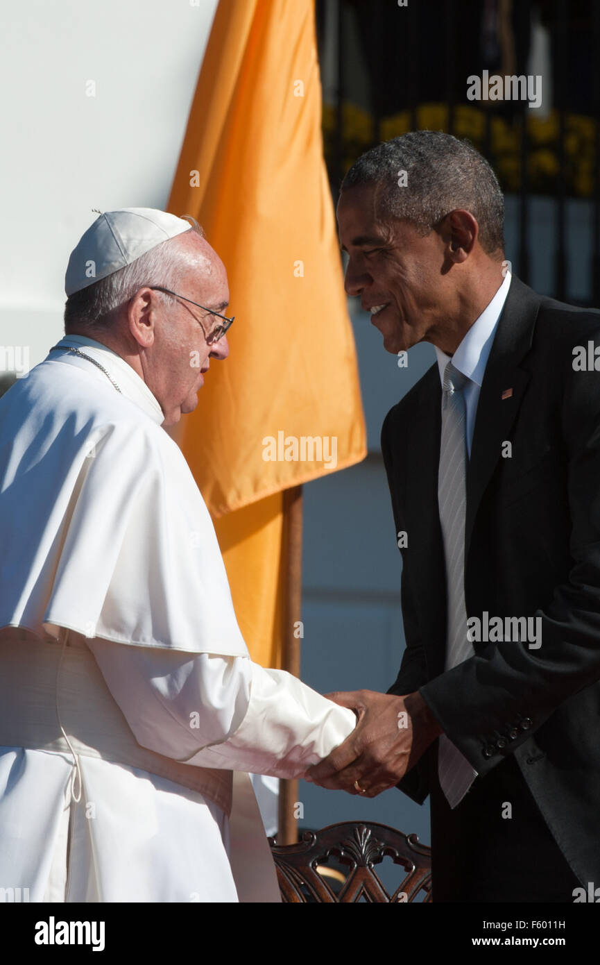 U.S. President Barack Obama with Pope Francis during a state arrival ...