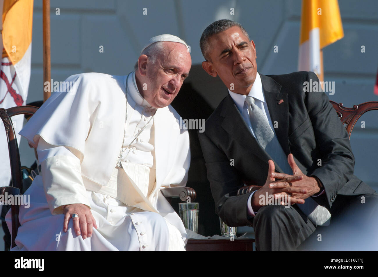 U.S. President Barack Obama with Pope Francis during a state arrival ...