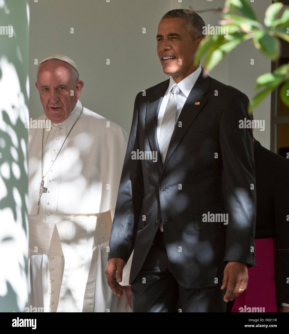 U.S. President Barack Obama with Pope Francis during a state arrival ...