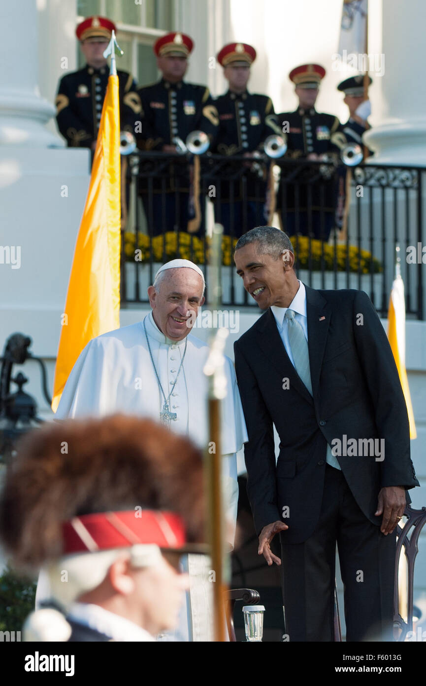U.S. President Barack Obama with Pope Francis during a state arrival ...