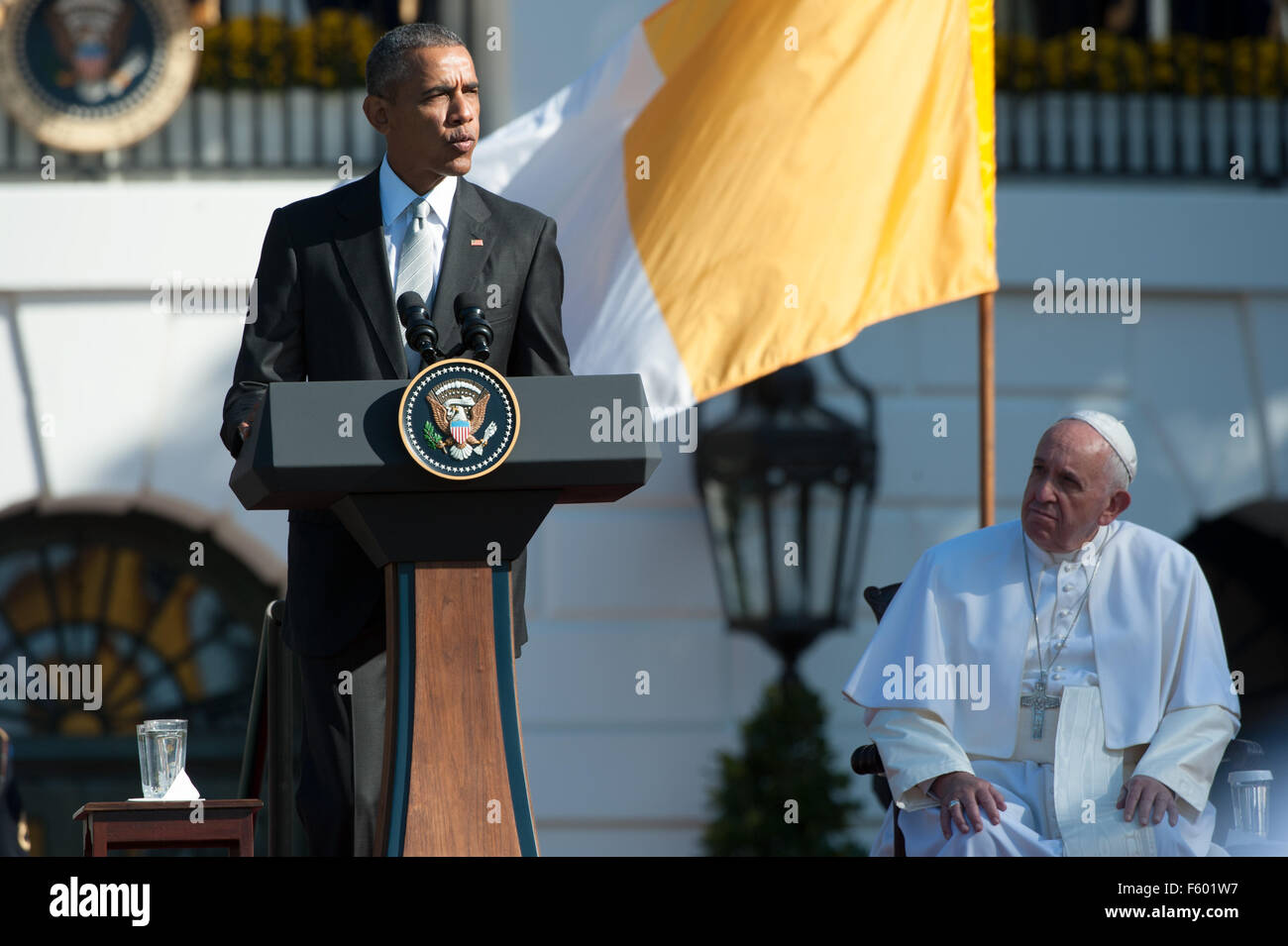 U.S. President Barack Obama with Pope Francis during a state arrival ...