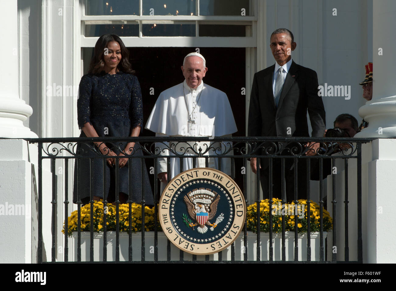 U.S. President Barack Obama with Pope Francis during a state arrival ...